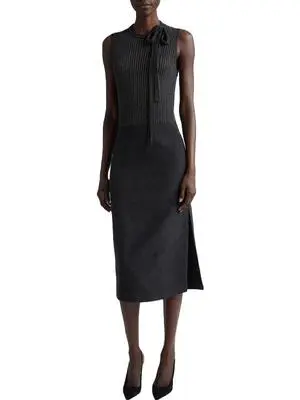 St. John Mixed Media Midi Sweater Dress - Heather Carbon