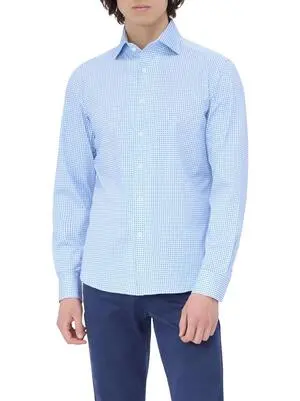 Bugatchi Devon Ooohcotton® Print Button-up Shirt - Air Blue