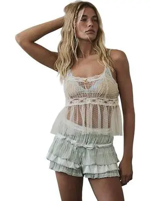 Free People Camille Ruffle Shorts Waterlily
