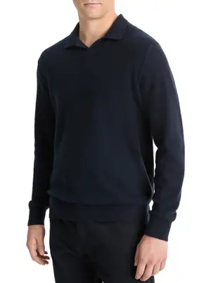 Vince Boiled Cashmere Polo Sweater Coastal Blue