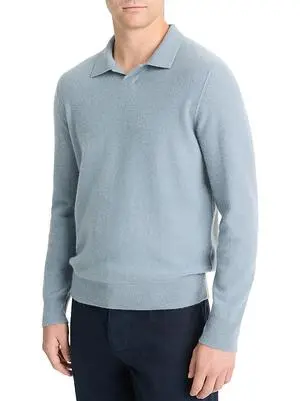 Vince Boiled Cashmere Polo Sweater - Light Blue
