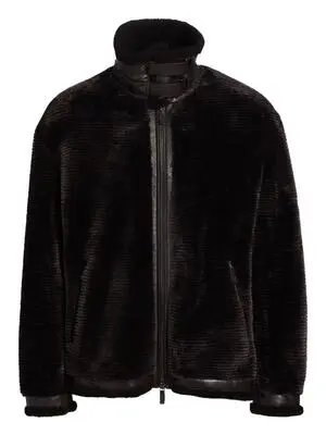 Giorgio Armani Zip-up Shearling Jacket - Brown