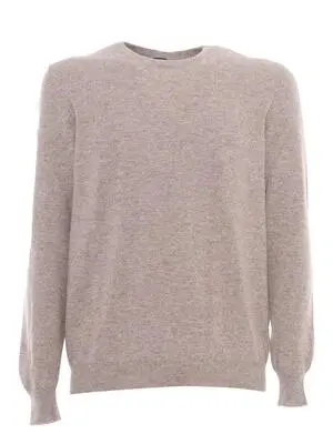Fedeli Crew-Neck Long Sleeve Knitted Sweater Beige