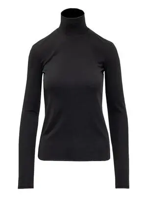 JIL SANDER Long-sleeved Viscose-blend Top - Black
