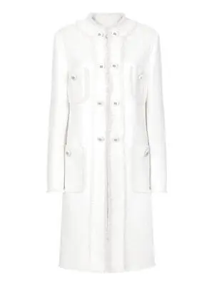 Dolce & Gabbana Wool Tweed Knee-length Coat - Beige