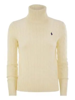 Ralph Lauren Wool And Cashmere Cable-knit Turtleneck Sweater - Beige