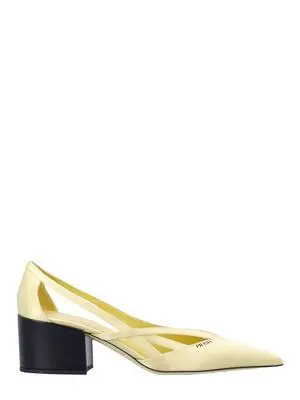 Prada 55mm Satin Cut-out Pumps - Limone