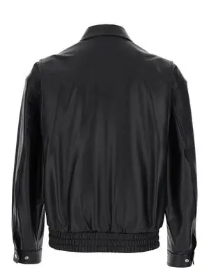 TONYWACK Leather Jacket With Classic Collar - Black
