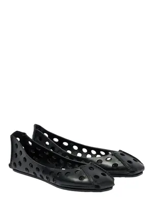Alaïa Perfo Leather Ballet Flats - Black