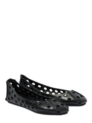 Alaïa Perforated Leather Ballet Flats - Black