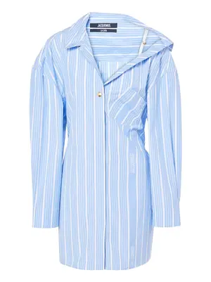 Jacquemus Striped Cotton Shirt Dress - Blue