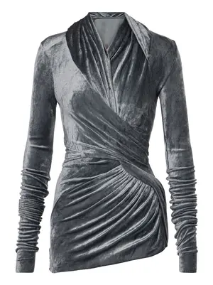 Rick Owens Draped Velvet Top - Grey