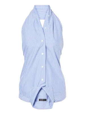Balenciaga Striped Deconstructed Cotton Top - Blue