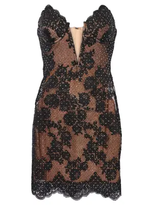 SELF-PORTRAIT Embellished Lace Bustier Dress - Black