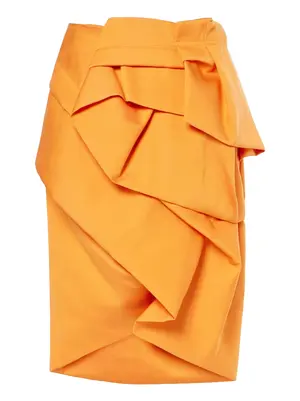 Dries Van Noten Draped Satin Midi Skirt - Orange