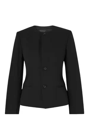 BETTTER Cropped Grain De Poudre Wool Blazer - Black