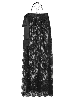Dolce & Gabbana Halterneck Lace Midi Wrap Dress - Black