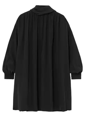 Chloé Tie-detailed Organic Silk Crepe De Chine Mini Dress - Black