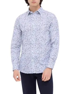 Bugatchi Julian Shaped Fit Abstract Print Stretch Button-up Shirt - Air Blue