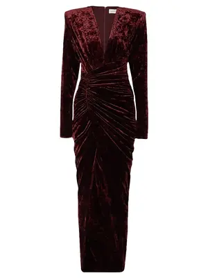 Alexandre Vauthier Ruched Stretch-velvet Maxi Dress - Merlot