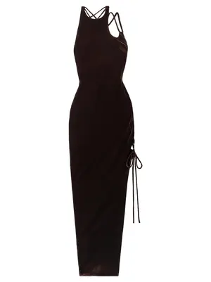 Monse Cutout Lace-up Velvet Maxi Dress - Dark Brown