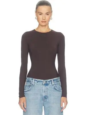 AGOLDE Aura Long Sleeve Bodysuit - Chocolate