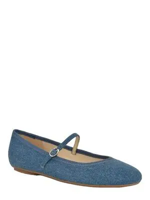 Nine West Classik Mary Jane Flat - Med Blue