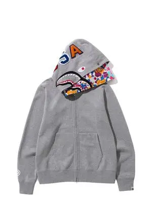 A BATHING APE Us Limited Collection Shark Full Zip Double Hoodie - Grey