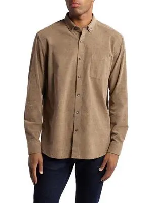 Johnston & Murphy Fine Wale Corduroy Button-down Shirt - Brown