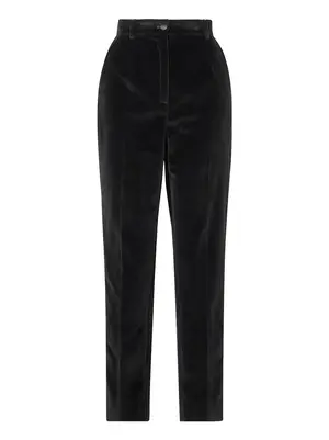 Dolce & Gabbana Satin-trimmed Cotton-blend Velvet Slim-leg Pants - Black