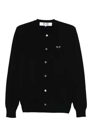 Play Comme Des Garcon Heart Patch Cardigan - Black