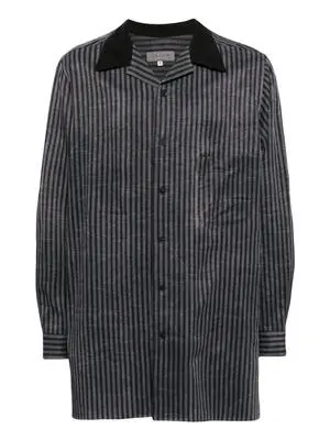 Yohji Yamamoto Striped Open-collar Shirt - Black