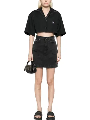 Palm Angels Cropped Shirt - Black