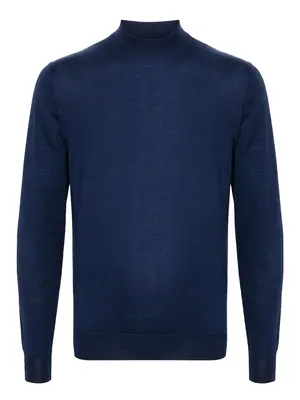 Fedeli Mock Neck Jumper - Blue