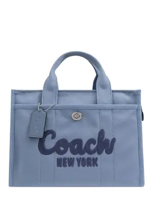 Coach Logo Embroidered Tote Bag - Blue