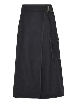 Brunello Cucinelli Brunello Cucinelli Wrap-Design Midi Skirt Black