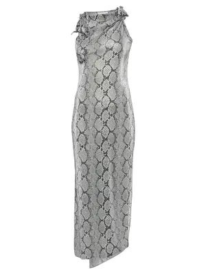 Coperni Snake-print Flower Gown - Grey