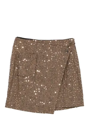 DKNY DKNY Sequined Prince Of Wales Mini Wrap Skirt