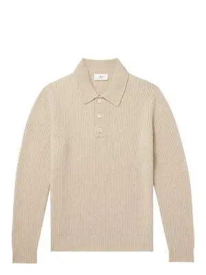 Mr P. Ribbed Cashmere Polo Shirt - Neutrals