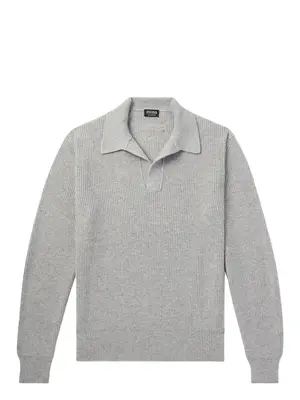 Zegna Oasi Cashmere Polo Sweater Gray