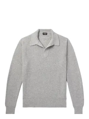 Zegna Oasi Cashmere Polo Sweater - Gray