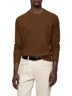Mango MANGO Ribbed Crewneck Sweater Coffee