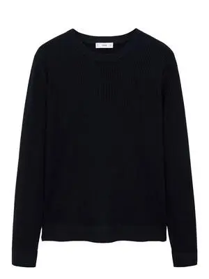 Mango Ribbed Crewneck Sweater - Dark Navy