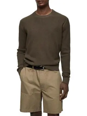 Mango Ribbed Crewneck Sweater - Khaki Green