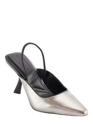 Karl Lagerfeld Paris Keera Pointed Toe Slingback Pumps - Pewter/ Black