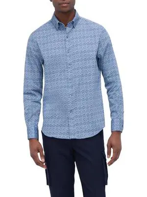Bugatchi Karl Shaped Fit Abstract Print Stretch Button-up Shirt - Cobalt