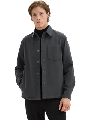 Theory Shirt Jacket In Moleskin Twill Graphite