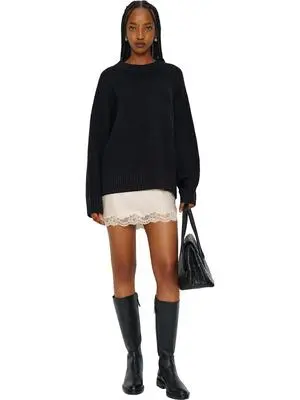 REFORMATION Cove Cashmere Oversized Crew Sweater - Black