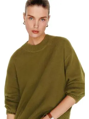 REFORMATION Cove Cashmere Oversized Crew Sweater - Green