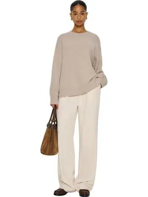 REFORMATION Cove Cashmere Oversized Crew Sweater Wheat